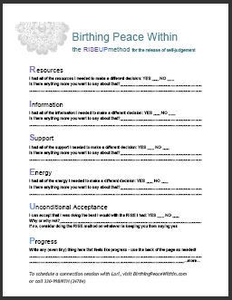 RISE UP session 5 – RISE UP worksheet | Birthing Peace Within